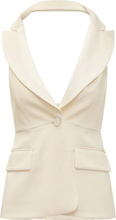 Max Mara Femme, Vestes, Blanc, Taille: 38 FR Blazer deux pi&egrave;ces sans manches en viscose stretch
