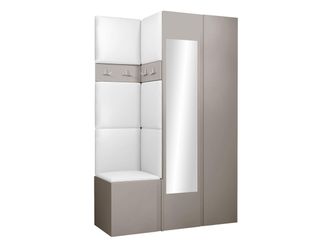 Mirjan24 Garderoben-Set Monati XXVI, Kleiderschrank mit Spiegel, Schuhschrank, 4 Doppelhaken, Kleiderhakenbrett, Gepolstertes Paneel/Wandpaneel, Flurgarderobe 