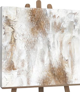 Yohji Yamamoto Art Abstrakt Acryl Gem&auml;lde auf Leinwand Potenzial handgemalt Wandbilder Wohnzimmer modern Wohndekor Bild Farbe wei&szlig; gold quadratisch echte Kunst 100x1