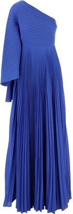 Solace London Femme, Robes, Bleu, Taille: 42 FR Maci Robe Longue Asymétrique à Effet Plissé