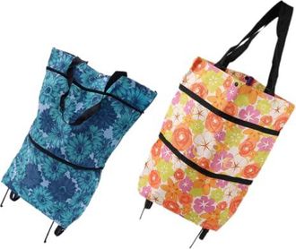 Garneck 2 pi&egrave;ces Sac de Courses avec Roulettes Pliable Grand Sac Trolley Pliable et L&eacute;ger pour et Randonn&eacute;e et Pique- Pratique et R&eacute;sistant