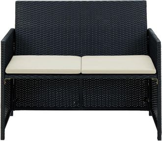 vidaXL Canap&eacute; ext&eacute;rieur avec design &eacute;l&eacute;gant et minimal avec diff&eacute;rentes couleurs coussins couleur : Noir