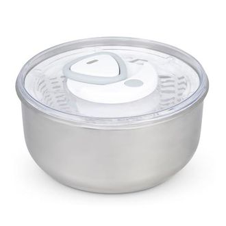 Zyliss E940020 Easy Spin 2 Essoreuse &agrave; salade en acier inoxydable Blanc, Grand, AquaVent/Cordon R&eacute;tractable et Syst&egrave;me de Freinage/Base Antid&eacute;rapante, Passe 