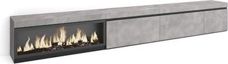 Skraut Home | TV-Schrank, Lowboard | f&uuml;r Wohnzimmer und Esszimmer | 317x45x35 cm | Elektrokamin XXL | Moderner Stil | Zement