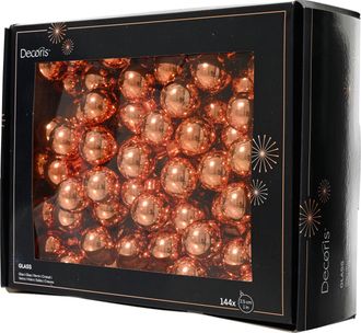 Kaemingk Weihnachtskugeln am Draht Glas 2,5cm x 144 St&uuml;ck Spiegelbeeren gl&auml;nzend - kleine Dekokugeln - Christbaumschmuck & Weihnachtsdeko - Warmorange