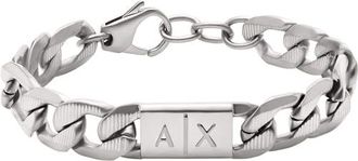 A|X Armani Exchange Bracelet Pour Homme, Longueur : 190mm+35mm, Largeur : 18mm, Hauteur : 11.5mm Bracelet En Acier Inoxydable Argenté, AXG0077040