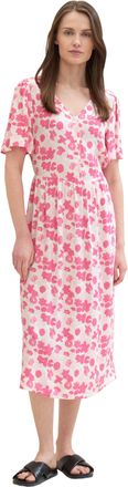 Tom Tailor Damen Basic Sommer-Kleid mit Allover Print, pink small floral design, 42