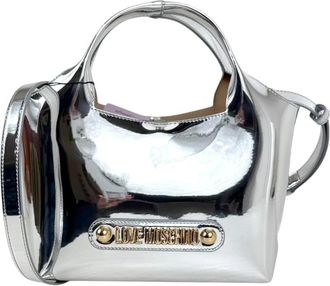 Love Moschino Femme, Sacs, Gris, Taille: ONE Size Mirror Small 2-Handle Bag with Shoulder Strap