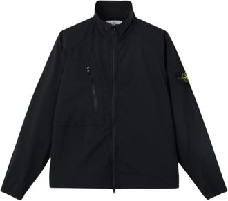 Stone Island Homme, Vestes, Noir, Taille: S 1200036 Stretch Nylon Tech Fleece Overshirt