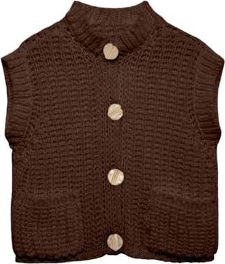 Generic Gilet sans Manche Femme Gilet Femme D&eacute;contract&eacute; Quotidien Ville Tricot Uni Col Rond - avec Poche, Pull Casual pour Usage Quotidien