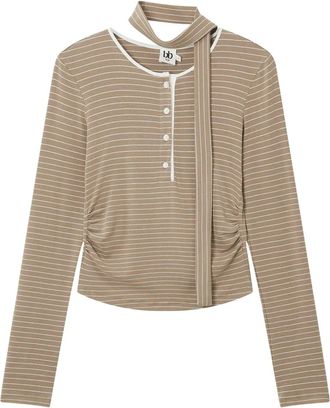 B+ab haut rayé à col noué - Marron