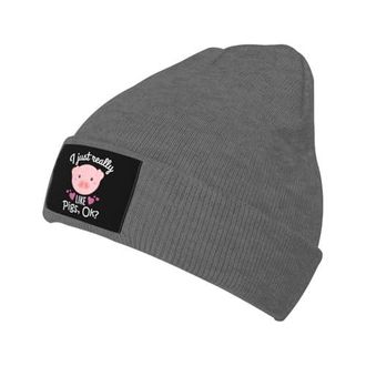 Generic Jaime Vraiment Les Cochons, Ok? Mignon Petit Cochon Unisex Bonnets Tricot&eacute; Confortable Bonnet De Trawler Coupe-Vent Watch Cap pour Ski Cyclisme Le Quo