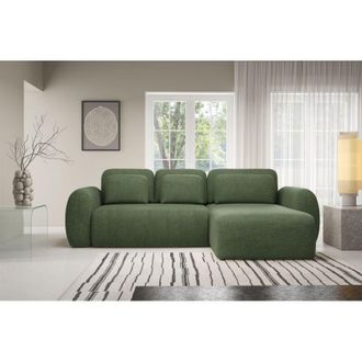 Fun M&ouml;bel Ecksofa Schlafsofa Sofa gaston in Stoff Puente Gr&uuml;n Ottomane Rechts