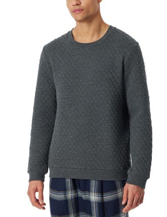 Schiesser Herren Schlafshirt Langarm Rundhals-Feinripp Organic Cotton-Mix + Relax Pyjamaoberteil, dunkelgrau-gem_182041, 52