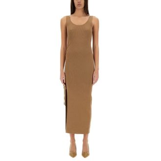 Michael Kors Robe d&eacute;bardeur fronc&eacute;e en m&eacute;lange de laine stretch - Femme - Robes - Beige - Taille: 40 FR