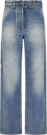 Dries Van Noten Weit geschnittene Jeans mit G&uuml;rtel und Washed-Effekt - - Jeans - Damen - Blau - W26