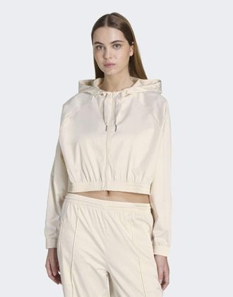 adidas Originals Pearl - Sweat &agrave; capuche court &agrave; fermeture &eacute;clair - Blanc wonder