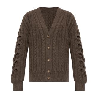 Etro Cardigan en Laine &agrave; Col Roul&eacute; - Femme - Pulls - Brun - Taille: 36 FR