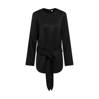 Toteme Tunique en satin ceintur&eacute;e - Femme - Blouses et Chemises - Noir - Taille: 40 FR