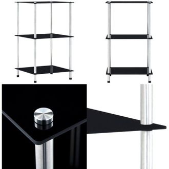 vidaXL Tag&egrave;re 3 niveaux Noir 40x40x67 cm Verre tremp&eacute; - Biblioth&egrave;que Design - &Eacute;tag&egrave;re Moderne - Meuble Rangement - Biblioth&egrave;que Vitr&eacute;e - &Eacute;tag&egrave;re Verre