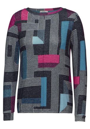 Cecil Longsleeve TOS Cosy Multicolor Print Shir deep petrol melange