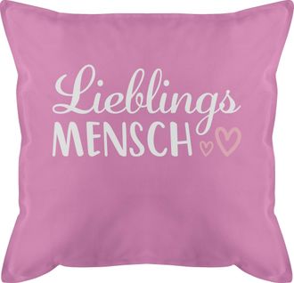 Shirtracer Kissen 50x50 - Valentinstag Partner Ideen - Lieblingsmensch Schriftzug - 50 x 50 cm - Pink - partnerkissen p&auml;rchen geschenke walentinstag love mit f&uuml;l