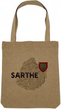 Fabulous Sac Shopping Tote Bag Aspect Lin - Sarthe 72 D&eacute;partement Le Mans Carte Ancienne - Sac de Courses Toile Epaisse 360g Beige Naturel Cabas Port&eacute; Epaule S