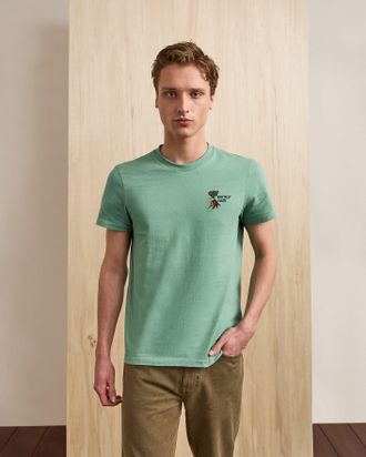 Faguo T-shirt brod&eacute; vert menthe coton
