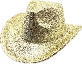 Generic Glitzer B&uuml;hnenhut Western-Cowboyhut Breite Krempe Western-Cowboyhut F&uuml;r Damen Herren Pailletten Cosplay Cowboyh&uuml;te F&uuml;r Damen M&auml;dchen Fedora-Hut Party 