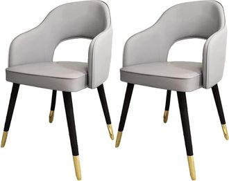 Generic Set Aus 2 Modernen Nordischen Sesseln - Hellgraue Esszimmer- Und Loungest&uuml;hle Aus PU-Leder Mit Metallbeinen(Light Grey)