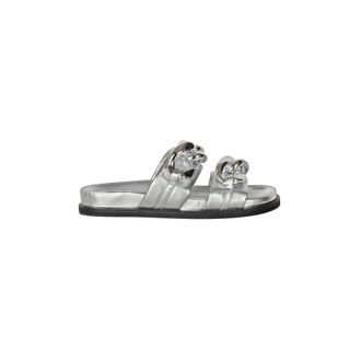 Strategia Silberner Ledersandalen mit Ketten-Detail - - Shoes - Damen - Grau - 36 EU