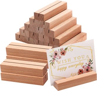 Angoily Kartenhalter Holz 20 St&uuml;ck Schr&auml;g Genutete Tischkartenhalter 8x2,5x1,5cm F&uuml;r Visitenkarten Und Postkarten Partys Und Firmenevents