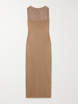 Khaite Ruslan Maxikleid Aus Strick Mit Fransen - Braun