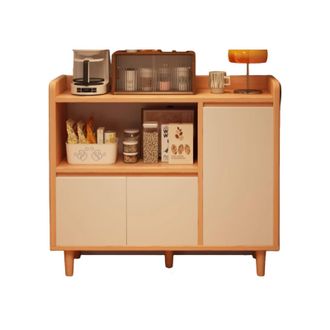 Generic Kleines Sideboard, Massivholz-Wohnzimmerschrank, Aufbewahrungsschrank mit Soft-Close-Scharnieren und verl&auml;ngerten Massivholzbeinen, geeignet for Schla