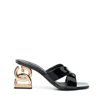 Dolce & Gabbana Femme, Chaussures, Noir, Taille: 37 1/2 EU Mules 3.5 en Cuir Verni