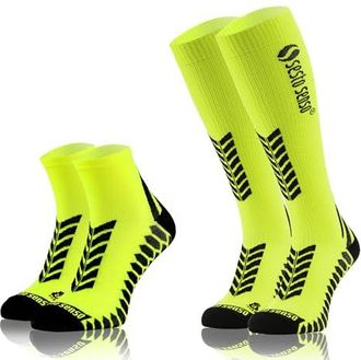 Sesto Senso 2 Paires Chaussettes Longues ou Courtes Sneaker Compression Chaussettes de Sport Homme Femme 39-42 Jaune Yellow