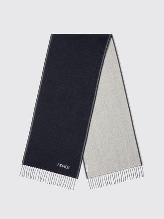 Fendi &Eacute;charpe en pur cachemire avec logo brod&eacute; et bords frang&eacute;s