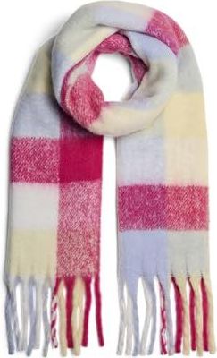 Pieces PCBEA Noos BC Écharpe longue dhiver pour femme, Violet betterave/carreaux : carré, taille unique