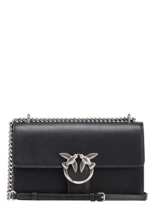 Pinko Love One Classic Dc Kalbsleder Se, Damentasche, Einheitsgr&ouml;&szlig;e, Z99o_schwarz-old silver, Einheitsgr&ouml;&szlig;e