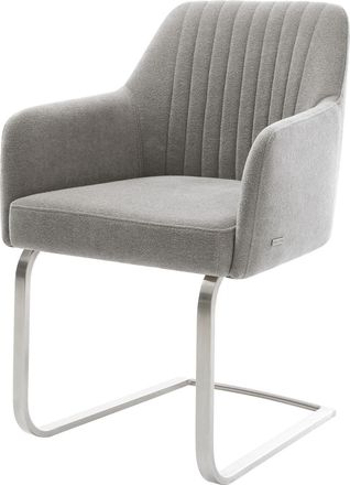 DELIFE Schwingstuhl Greg-Flex Freischwinger flach Edelstahl Strukturstoff Soft Grau Taschenfederkern