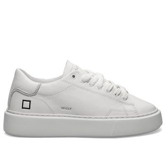 D.A.T.E. Baskets Femme Boule en Cuir Blanc avec Double Lacets - Boule W 441-SF-CA-WH - Taille 36, Blanc, 38 EU