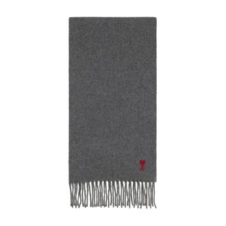 Ami Monogramm Herzschal mit Fransen - - Accessories - Herren - Grau - ONE SIZE