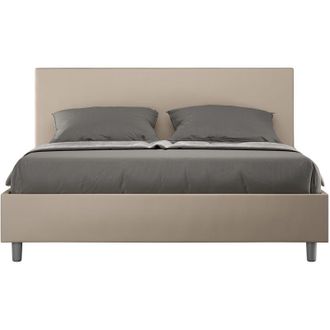 Les Tendances Lit double 160x200 cm simili cuir beige Adelyne
