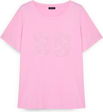 Fiorella Rubino Femme, Tops, Rose, Taille: 42 FR T-shirt en coton College Mood