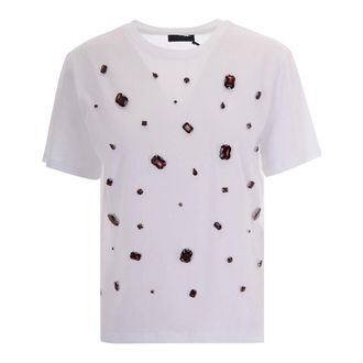 Liu Jo Femme, Tops, Blanc, Taille: 38 FR T-shirt &agrave; col rond