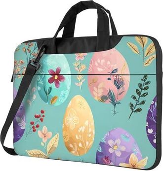 Generic Sacoche pour ordinateur portable de 15,6, motif feuilles de P&acirc;ques avec bandouli&egrave;re, housse de protection antichoc pour ordinateur portable de 15,6, p