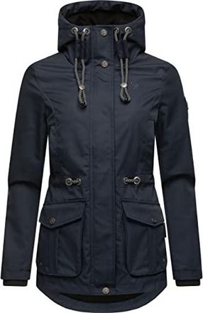 Marikoo Manteau l&eacute;ger de transition pour femme avec capuche Babetaa Prc XS-XXL, bleu marine, S