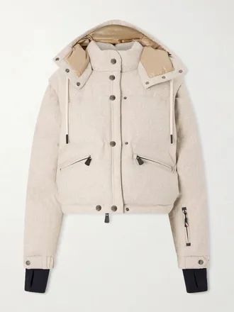 Moncler Yintab Wandelbare, Wattierte Skijacke Aus Wollflanell Mit Kapuze Und Daunenf&uuml;llung - Neutral