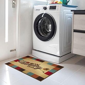 Ottomanson Paillasson collection Laundry bordure à carreaux dos en caoutchouc 67 cm x 90 cm multicolore