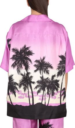 Palm Angels Sunset Print Silk Shirt - Purple